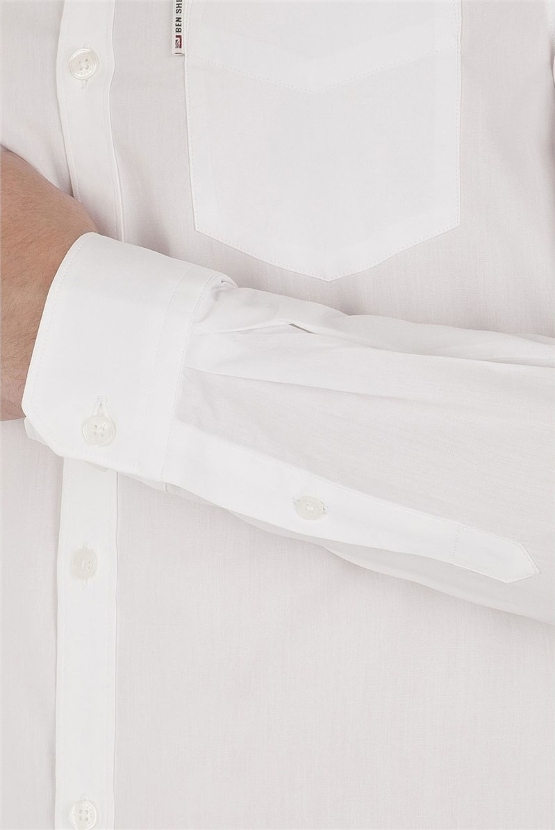 Ben Sherman | White End on End Shirt | SuitDirect.co.uk
