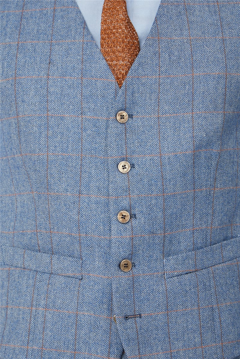 Scott by The Label | Men's Blue Check Waistcoat | Suit Direct