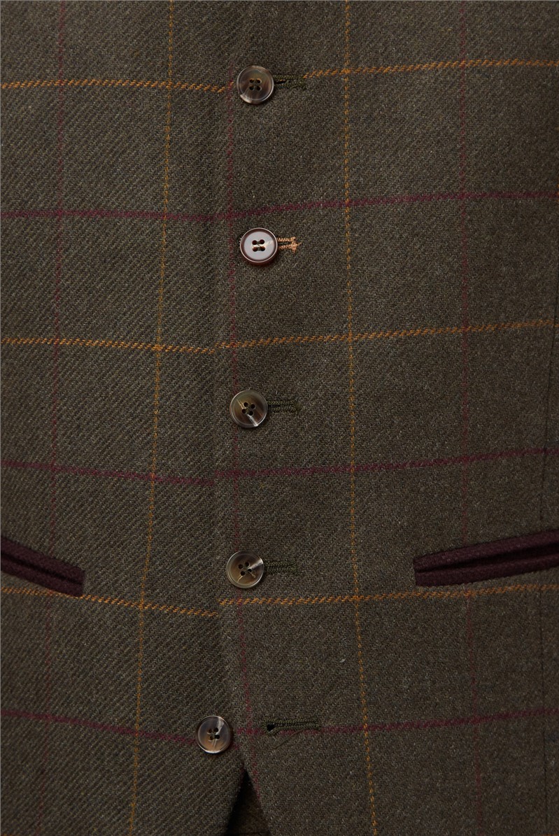 Scott By The Label Regular Fit Green Heritage Checked Waistcoat