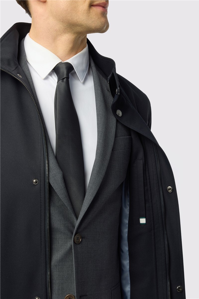 Ted Baker Navy Funnel Neck Coat