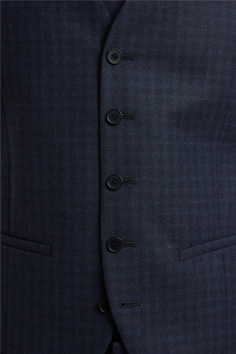 Ted Baker Navy Gradient Check Slim Fit Waistcoat
