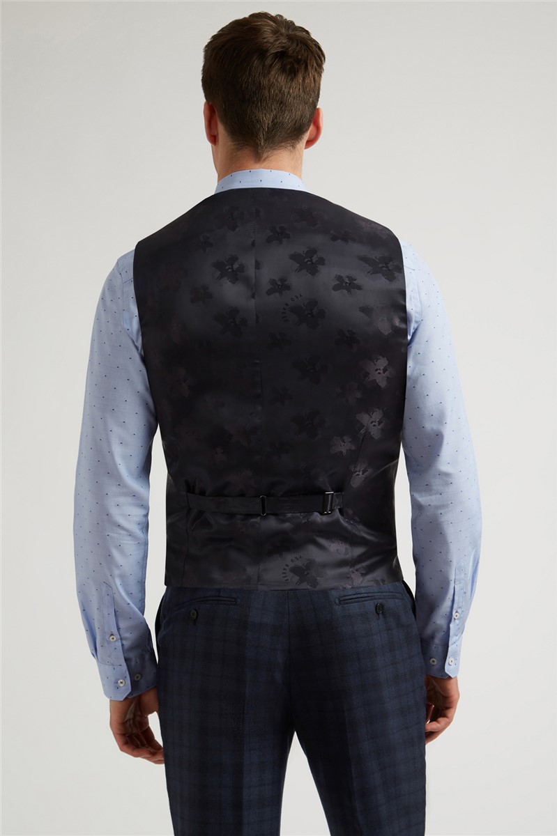 Ted Baker Navy Tonal Check Waistcoat