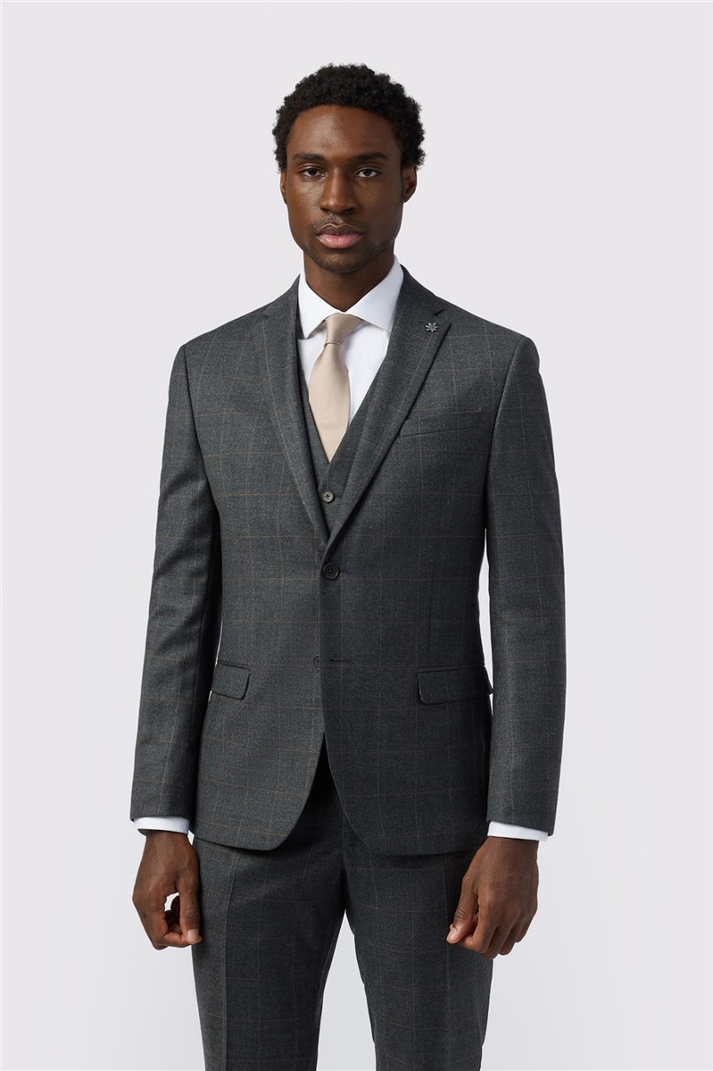 Ted Baker Slim Fit Performance Grey Overcheck Jacket