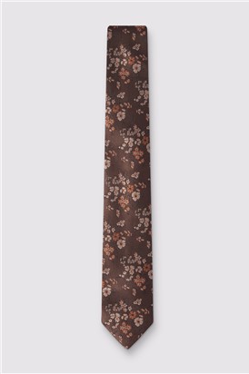Chocolate Brown Floral Tie | Suit Direct