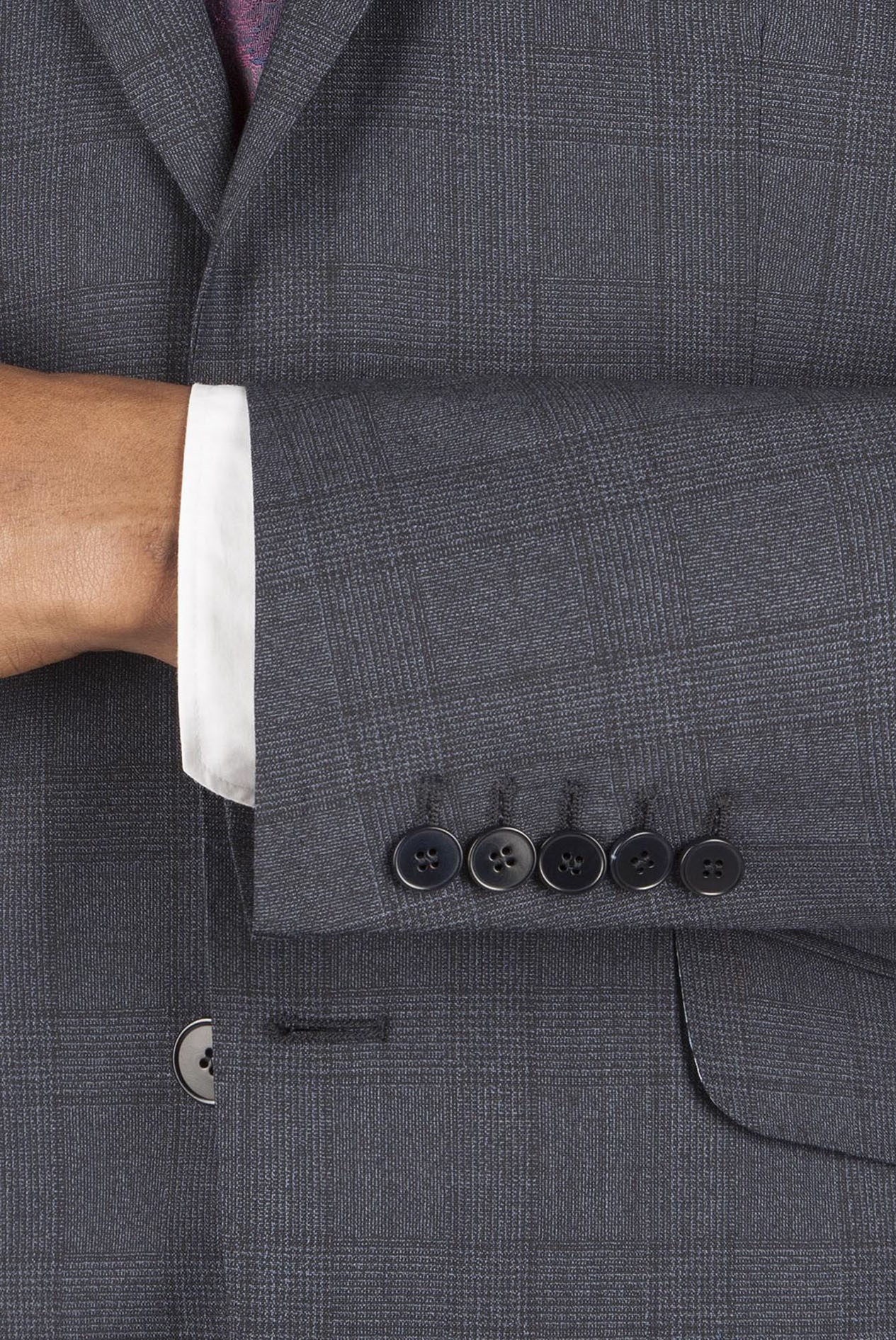 Alexandre of England Blue Tonal Check Tailored Fit Suit Jacket