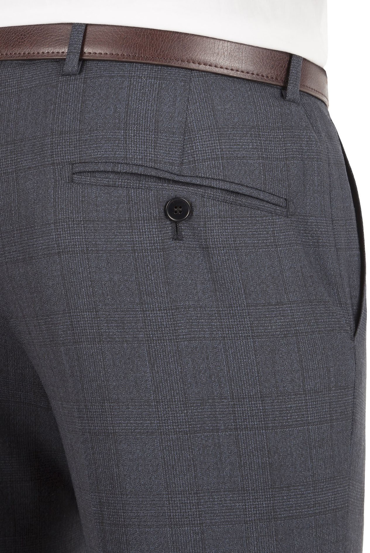 Alexandre of England Blue Tonal Check Tailored Fit Suit Trouser