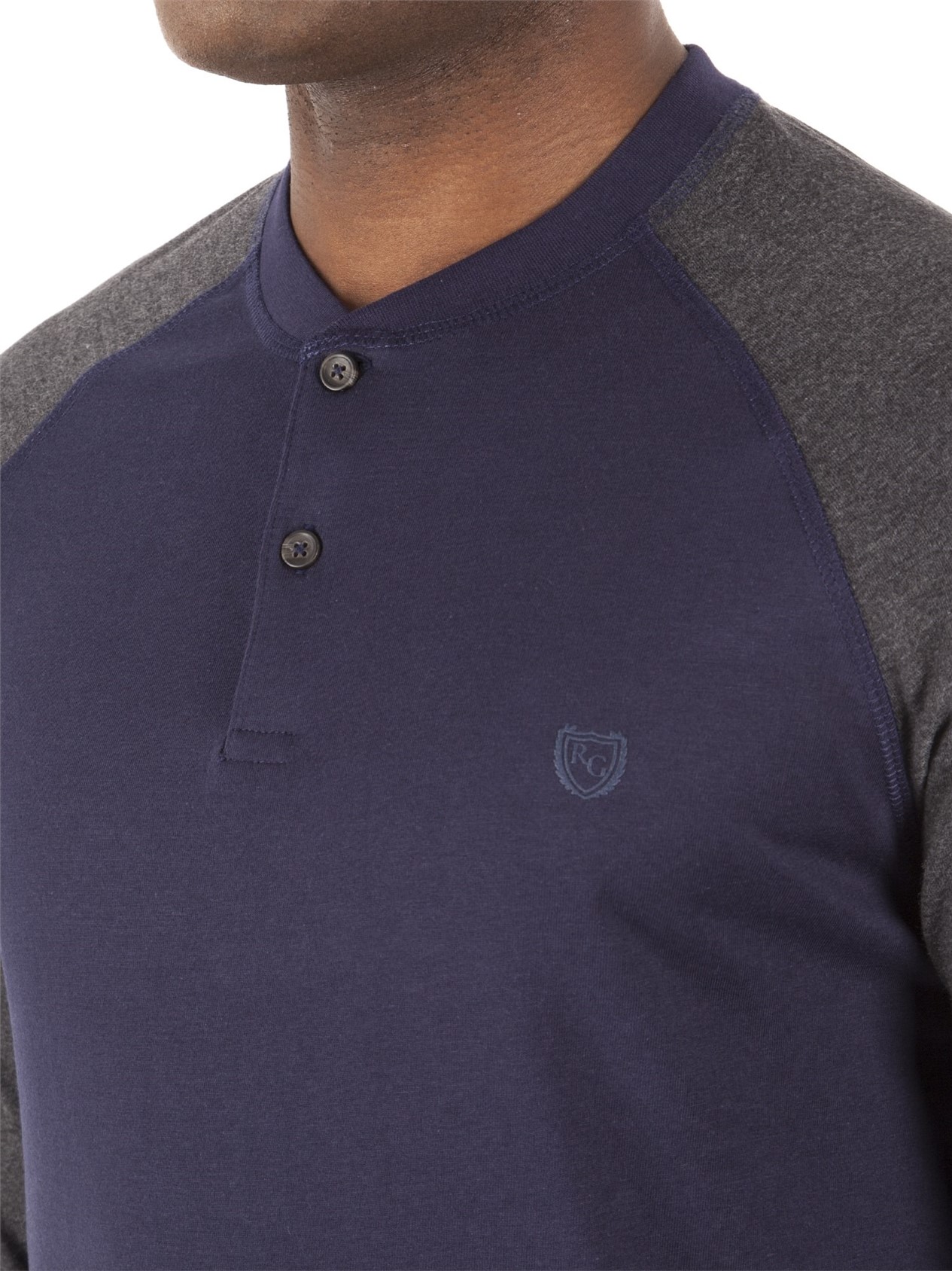 Racing Green Navy Long Sleeve Raglan Henley