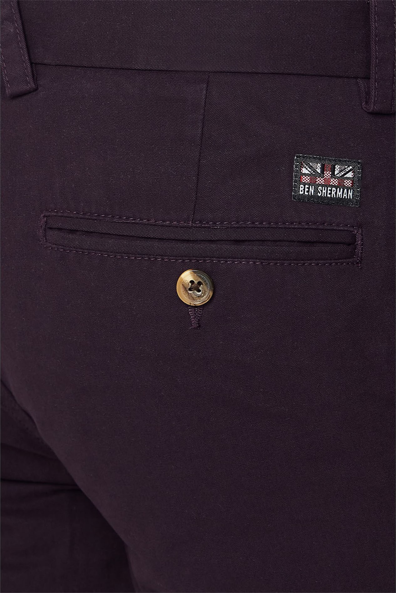 Ben Sherman | Plum Slim Fit Cotton Chino Trousers | Suit Direct