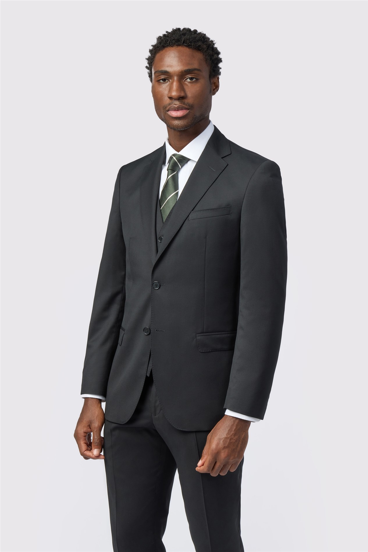 Alexandre Tailored Fit Italian Super 110's Black Twill Jacket