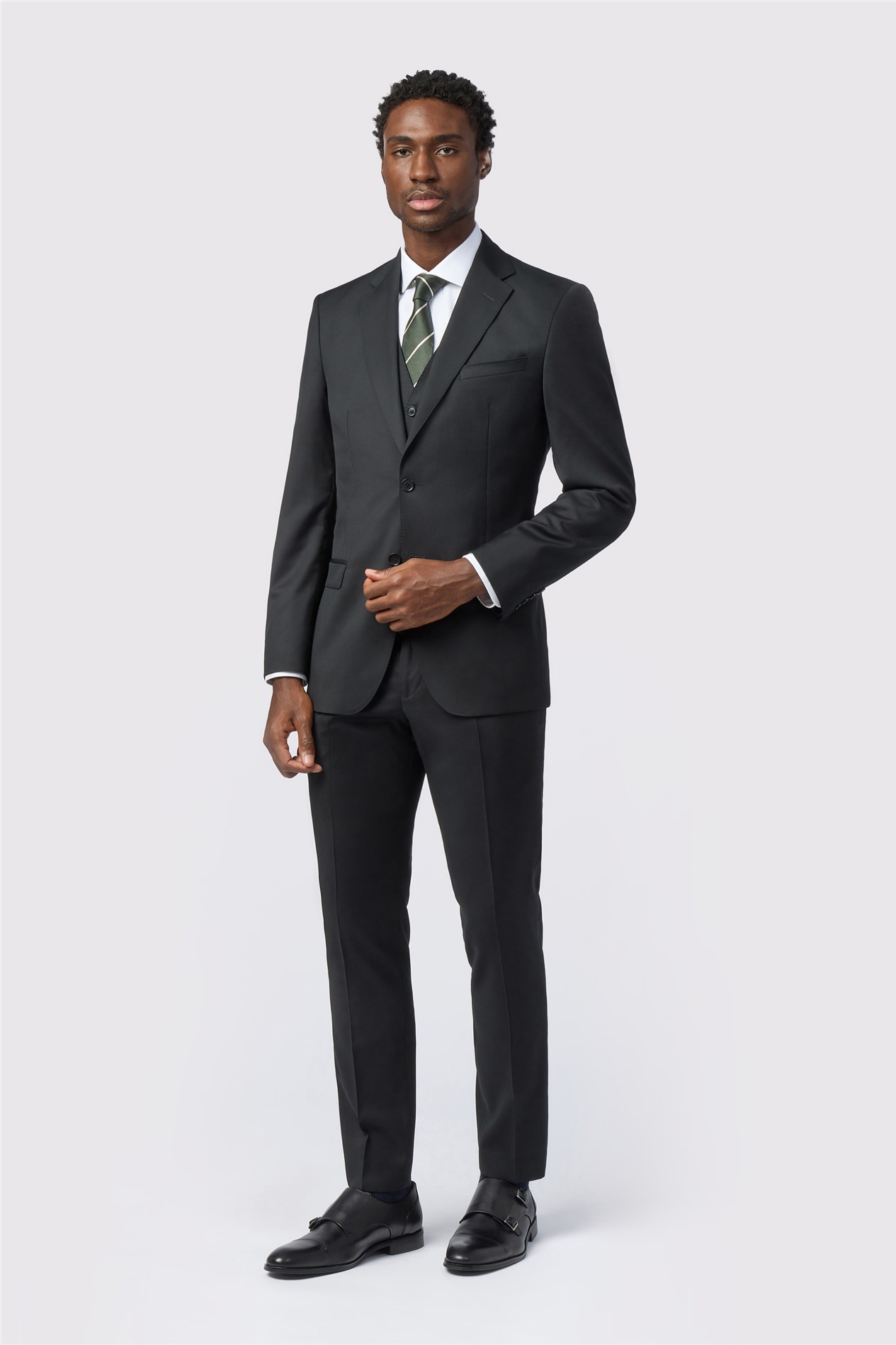 Alexandre Tailored Fit Italian Super 110's Black Twill Jacket