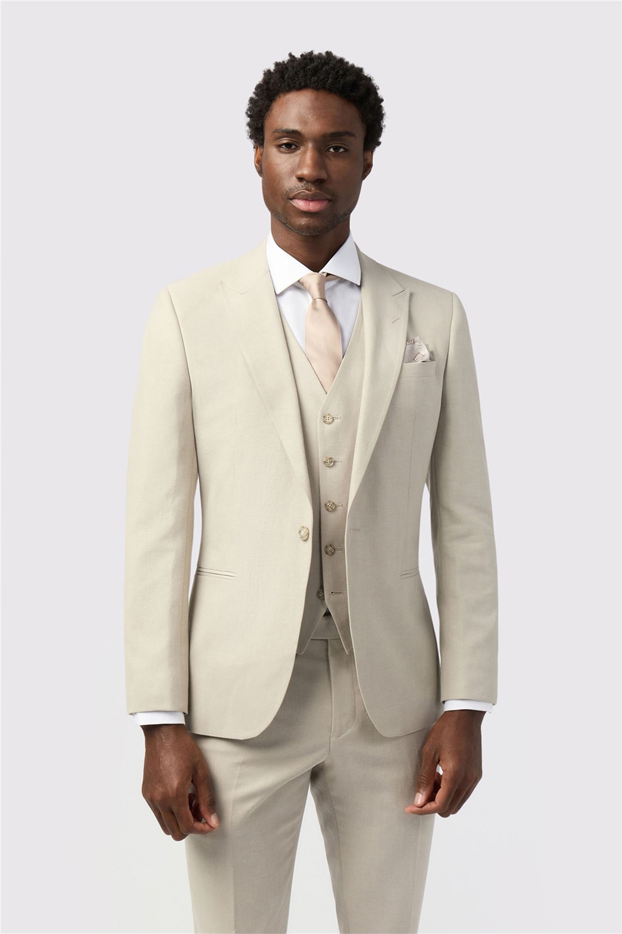 Alexandre Tailored Fit Stone Linen Jacket