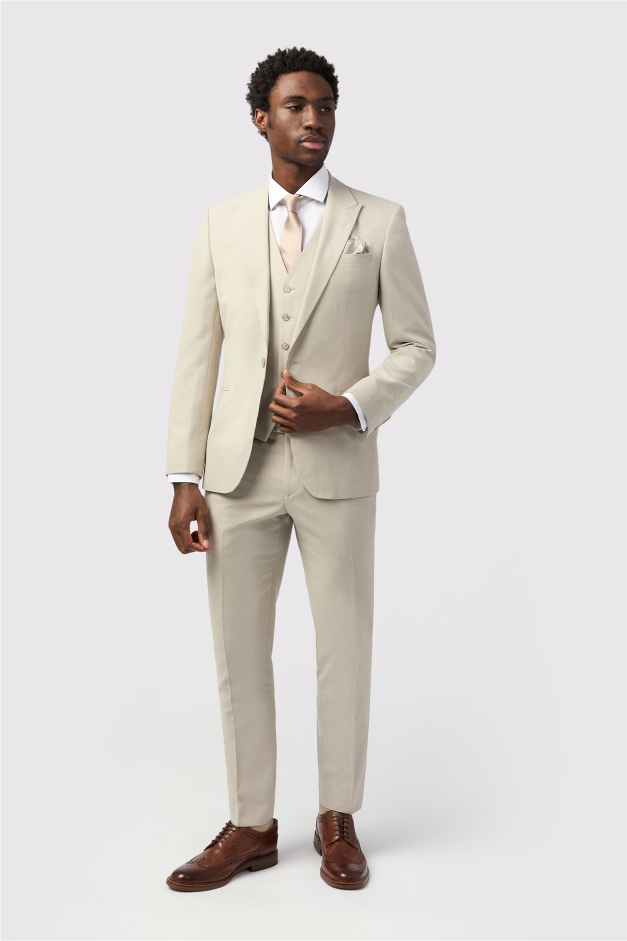 Alexandre Tailored Fit Stone Linen Jacket