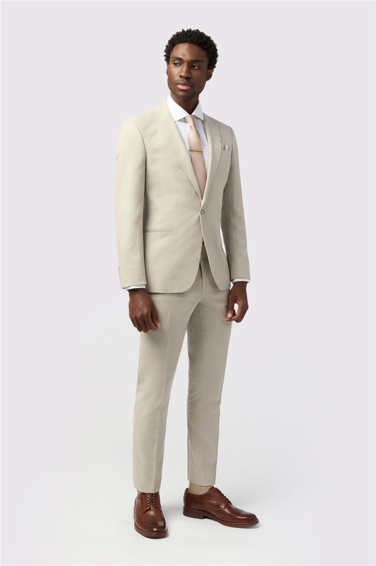 Alexandre Tailored Fit Stone Linen Jacket