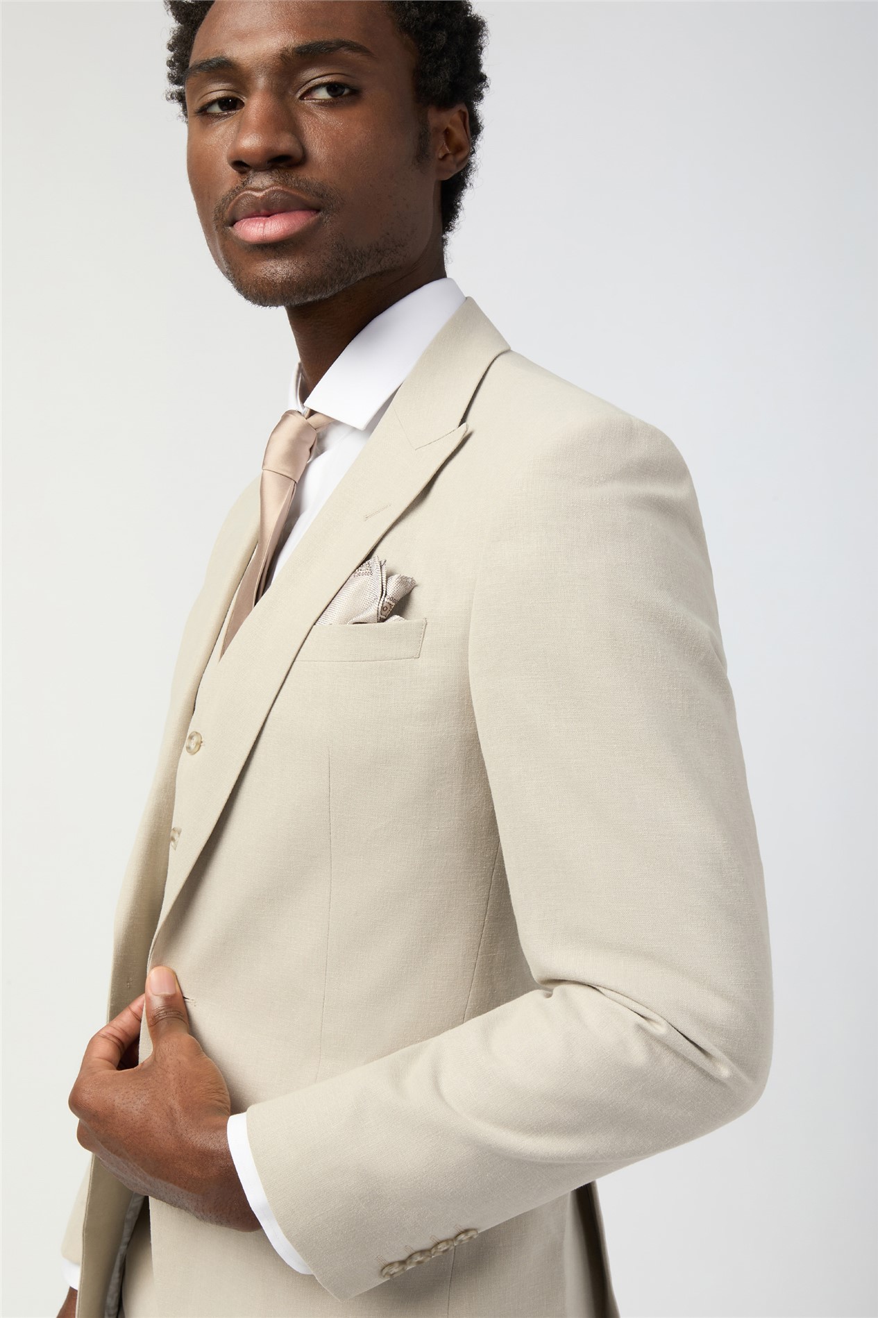 Alexandre Tailored Fit Stone Linen Jacket