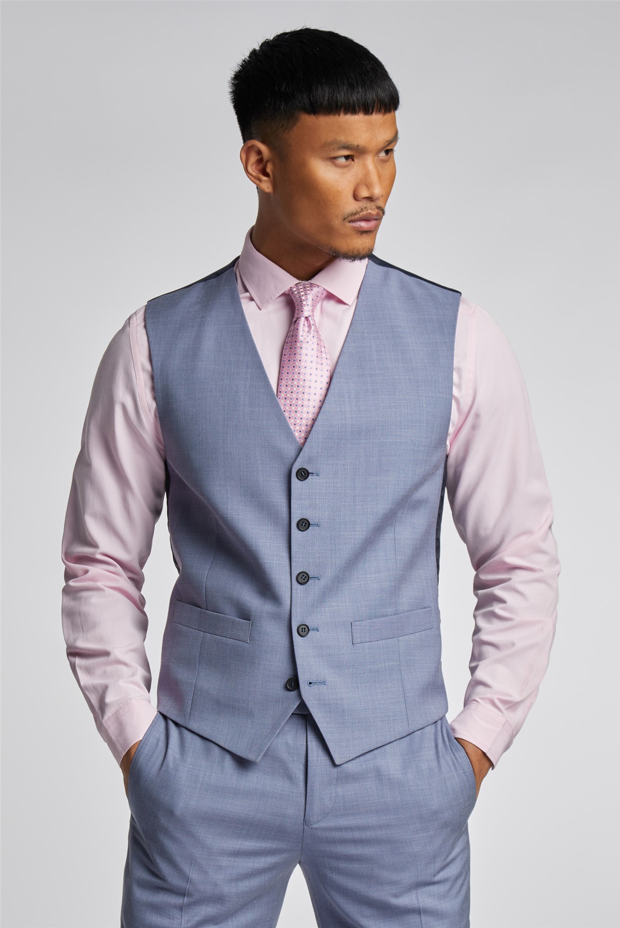 Antique Rogue Slim Fit Pale Blue Waistcoat