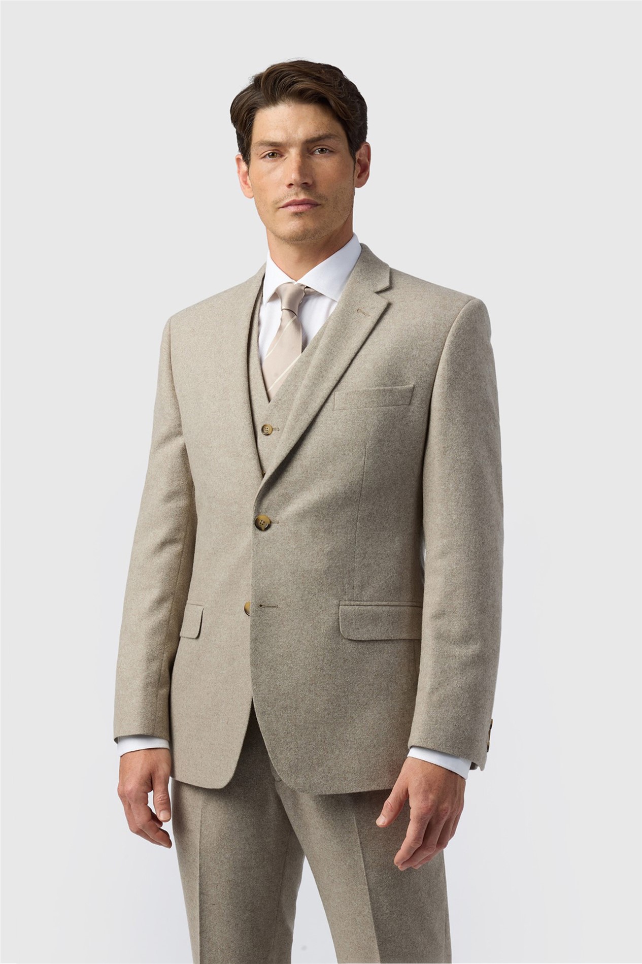 Alexandre Tailored Fit Taupe Donegal Jacket