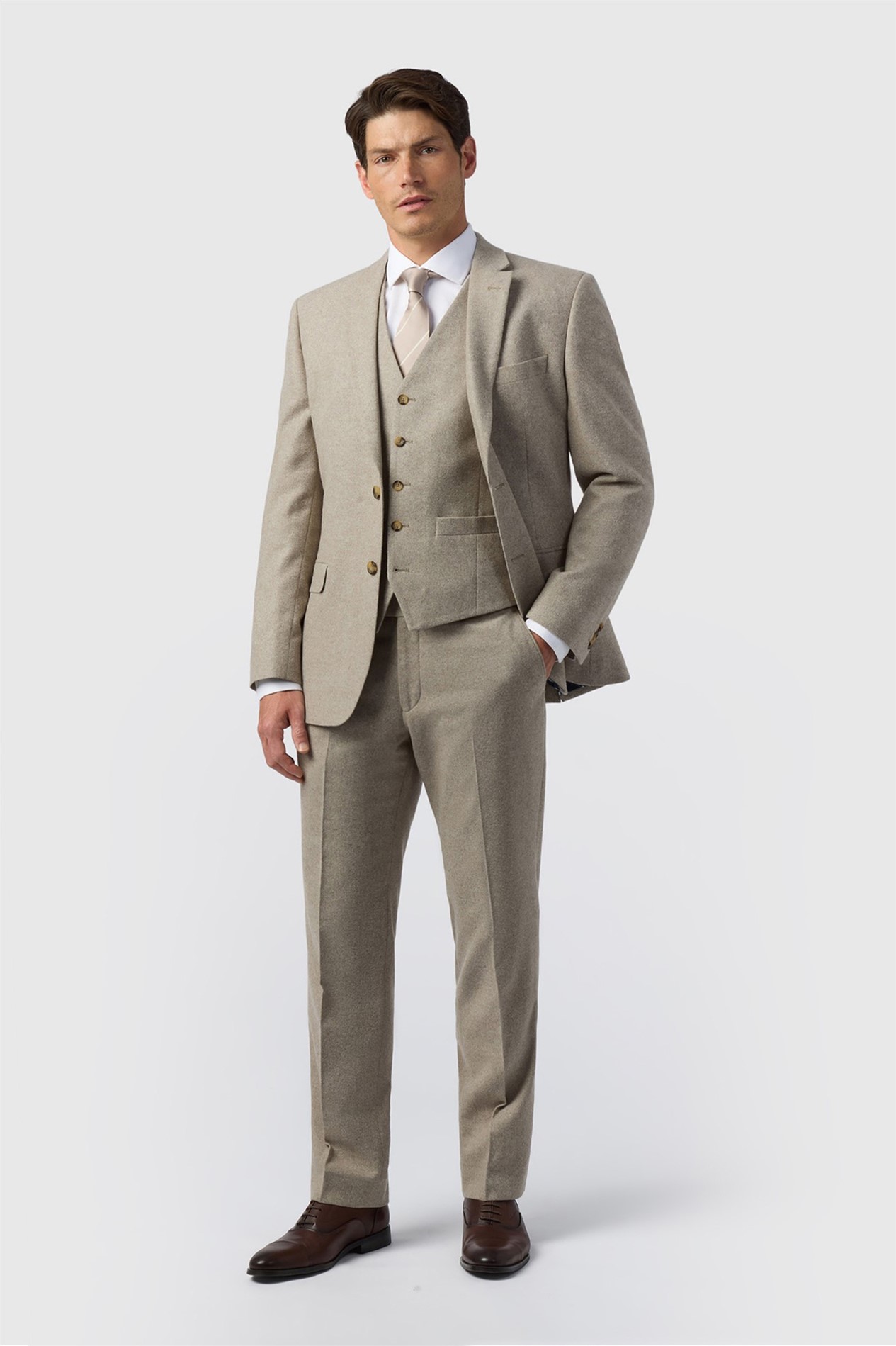 Alexandre Tailored Fit Taupe Donegal Jacket