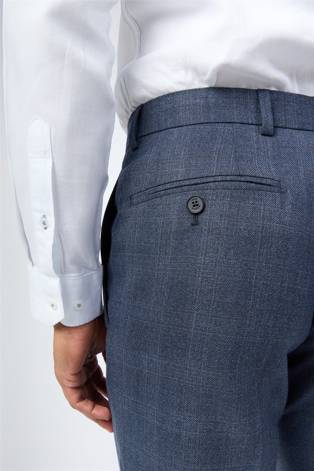 Ted Baker Slim Fit Byrne Navy Plum Check Trouser
